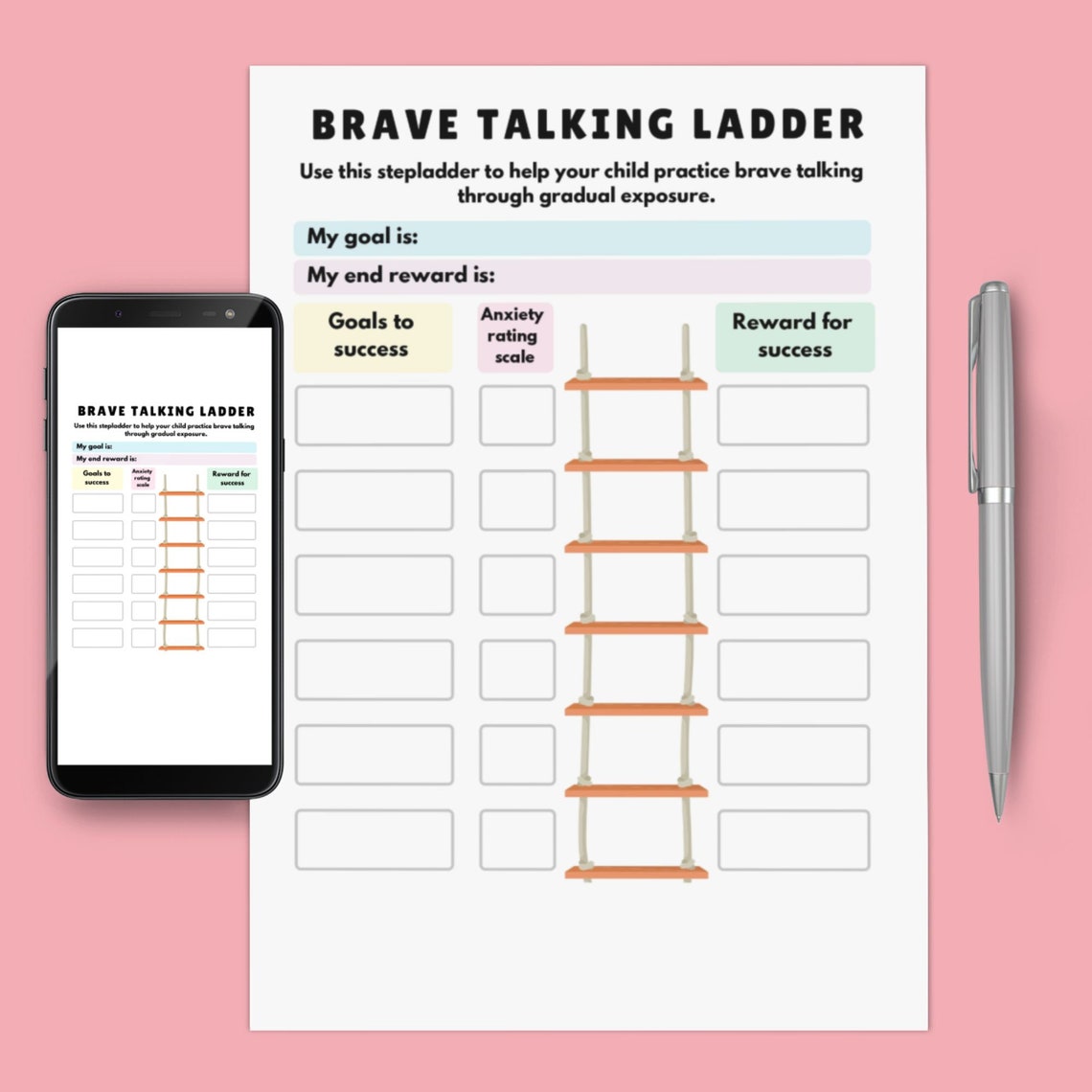 Brave Talking Ladder Selective Mutism Exposure Worksheet - Etsy