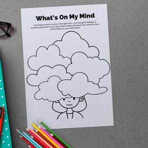 Printable What's on My Mind Worksheets, Art Therapy, Therapeutic Art ...