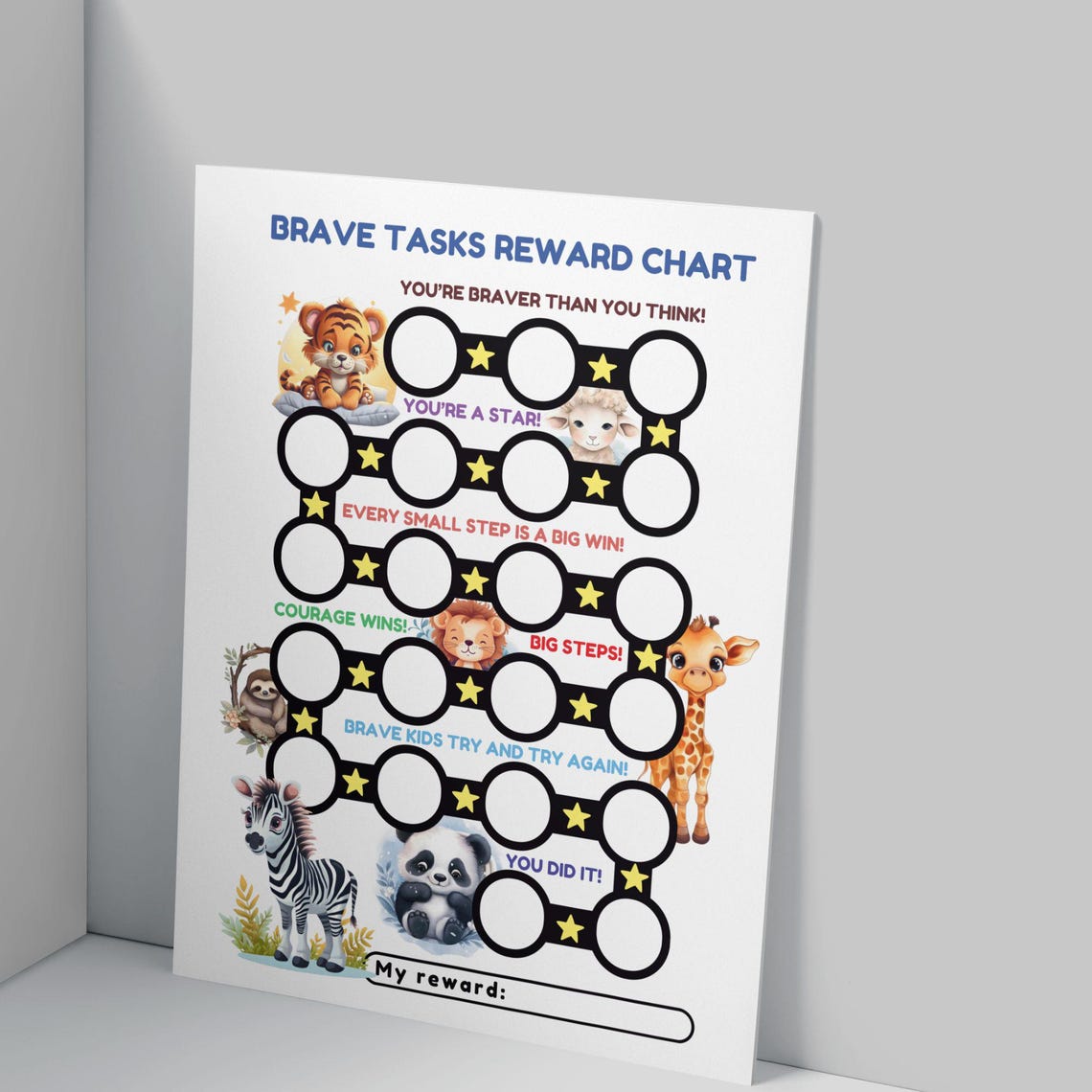 Printable Brave Tasks Reward Chart- Printable Reward Chart for Kids ...