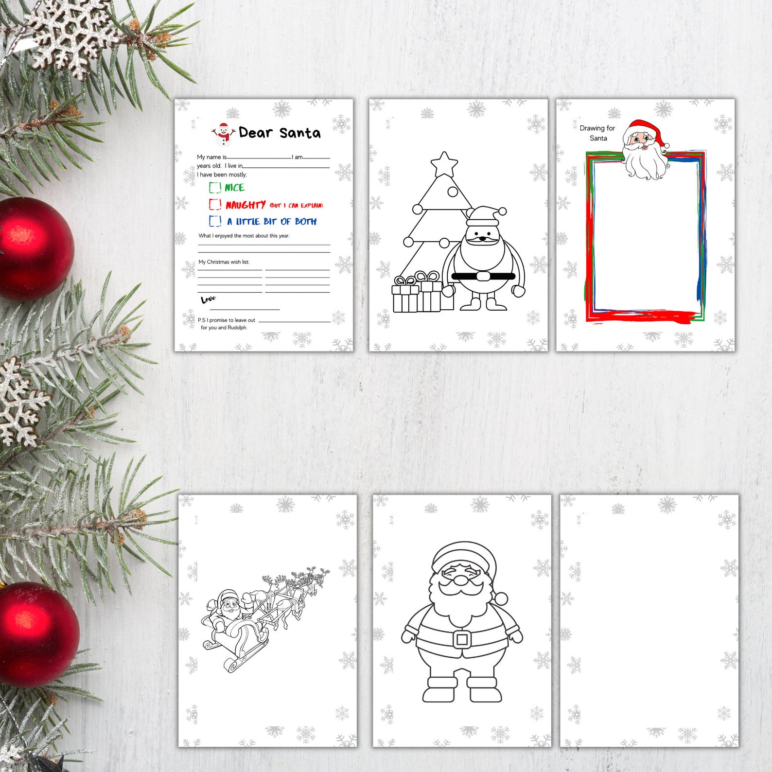 Letter to Santa , Printable Letter to Santa, Christmas Colouring, DIY ...
