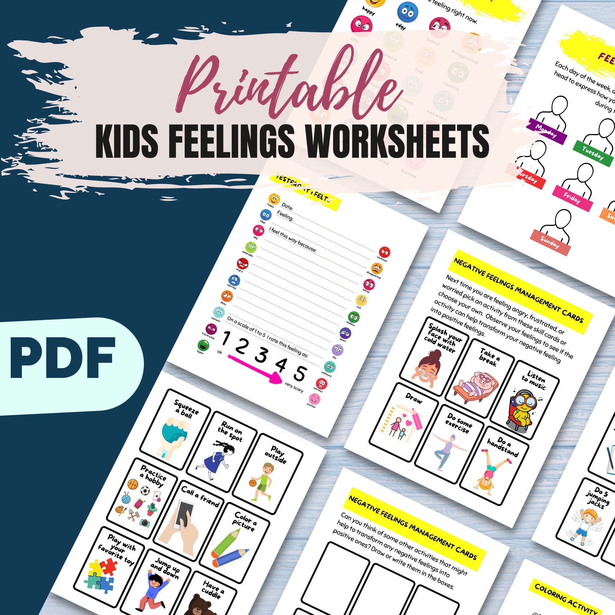 Printable FEELINGS KIDS Worksheets, Emotional Intelligence Children ...
