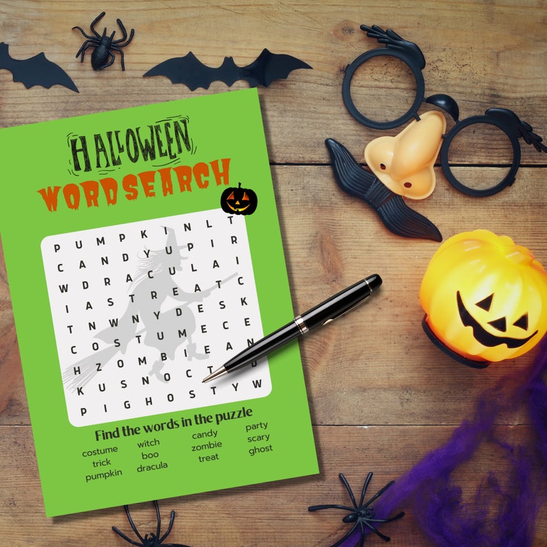 Halloween Kids Word Search Printable, Halloween, Halloween Party Game ...