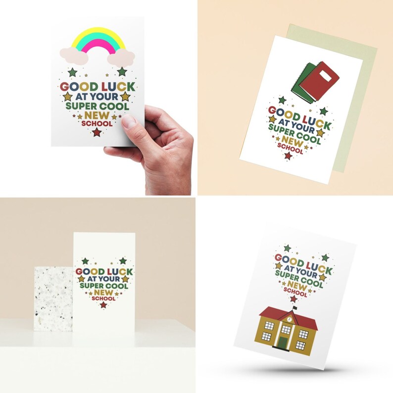 Printable Good Luck at Your Super Cool New School Card, SET OF 4 ...