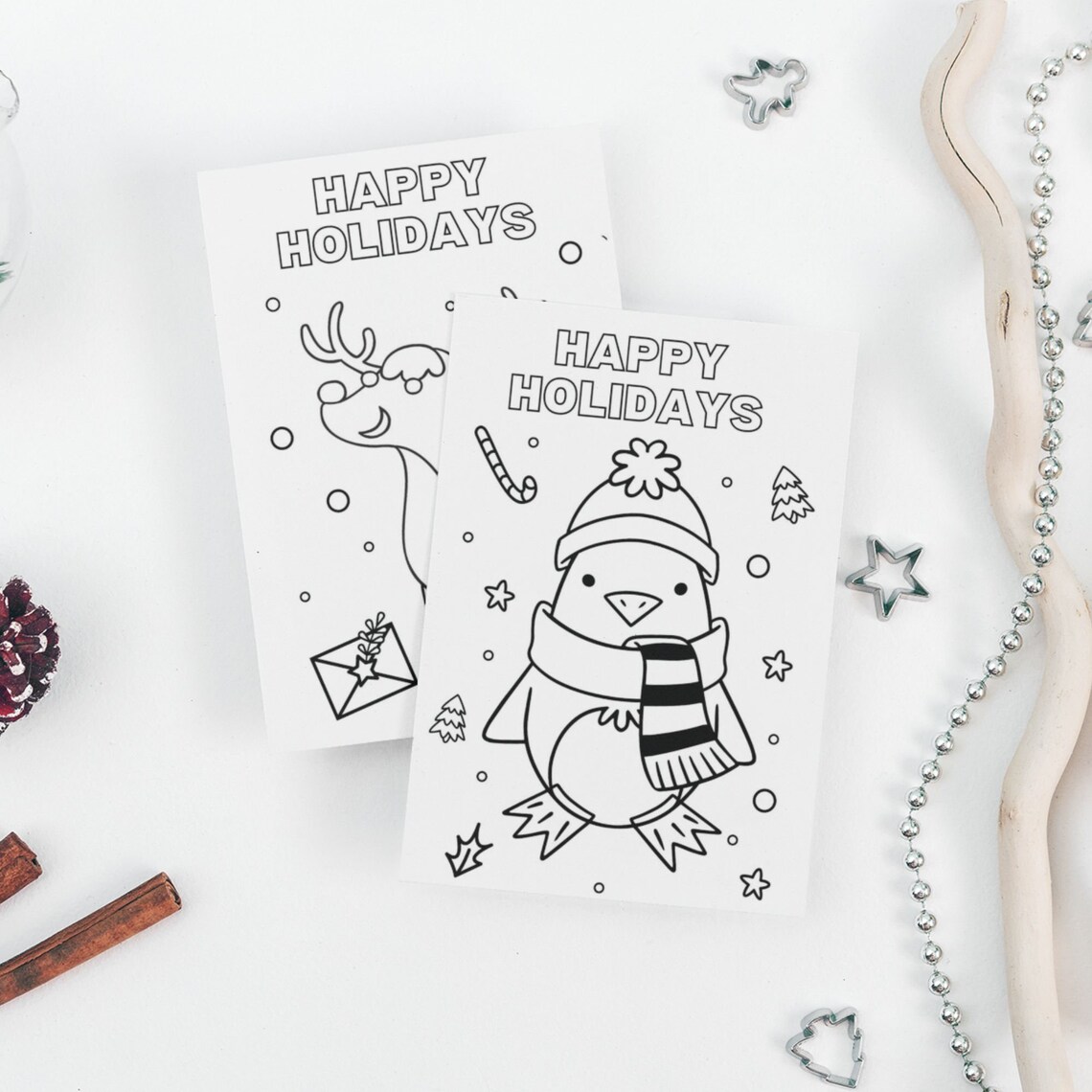 15 PRINTABLE Coloring Christmas Cards, Printable Christmas Cards to ...
