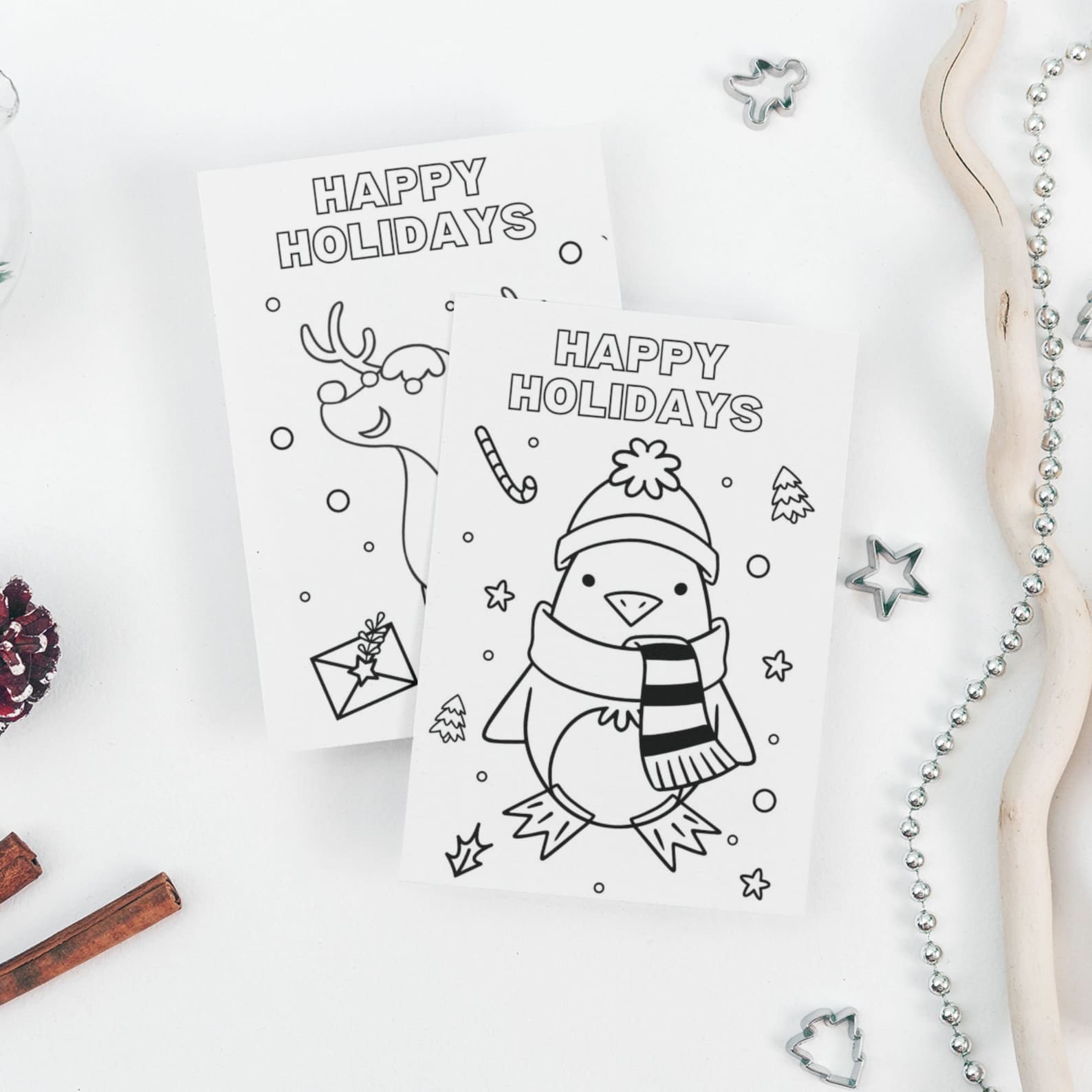 15 PRINTABLE Coloring Christmas Cards, Printable Christmas Cards to ...