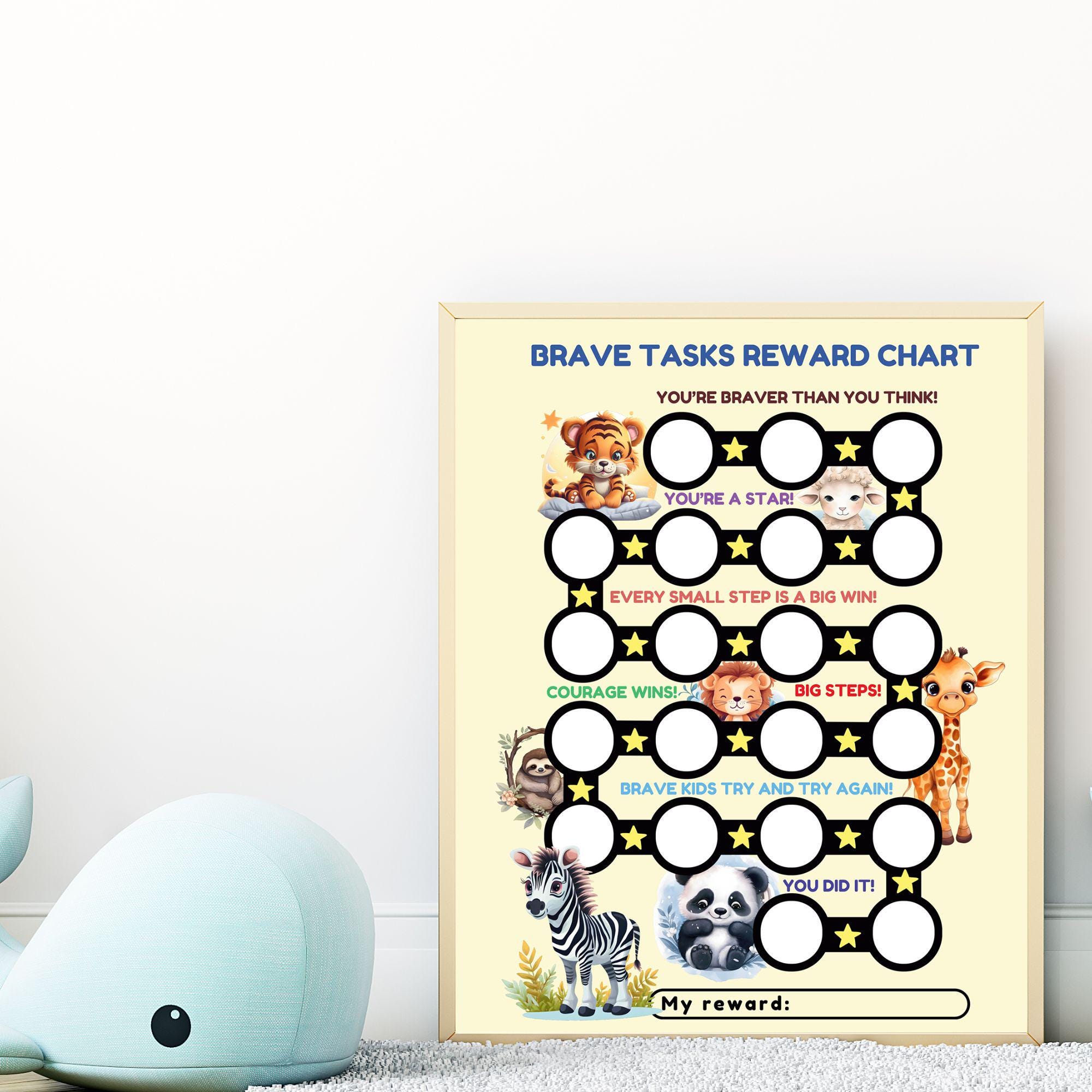 Printable Brave Tasks Reward Chart- Printable Reward Chart for Kids ...
