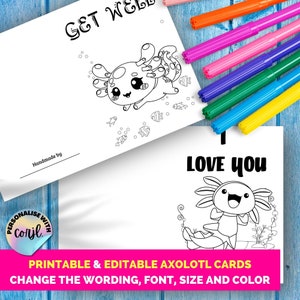 22 Printable and Editable Color in Axolotl Greeting Cards - Editable ...