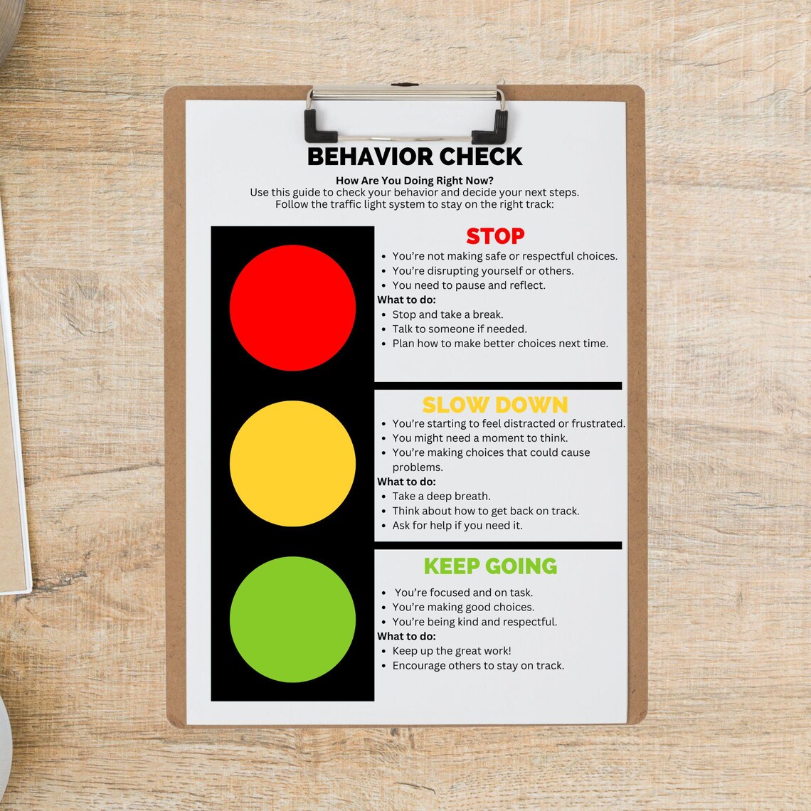 Printable Stop Light Behavior Chart Kids Behavior Chart Classroom ...