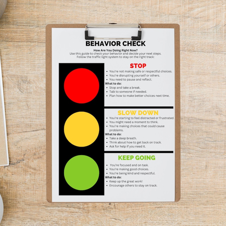 Printable Stop Light Behavior Chart Kids Behavior Chart Classroom ...