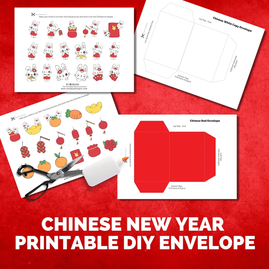 Printable Chinese New Year RED ENVELOPE, Lunar Year Envelopes, DIY ...