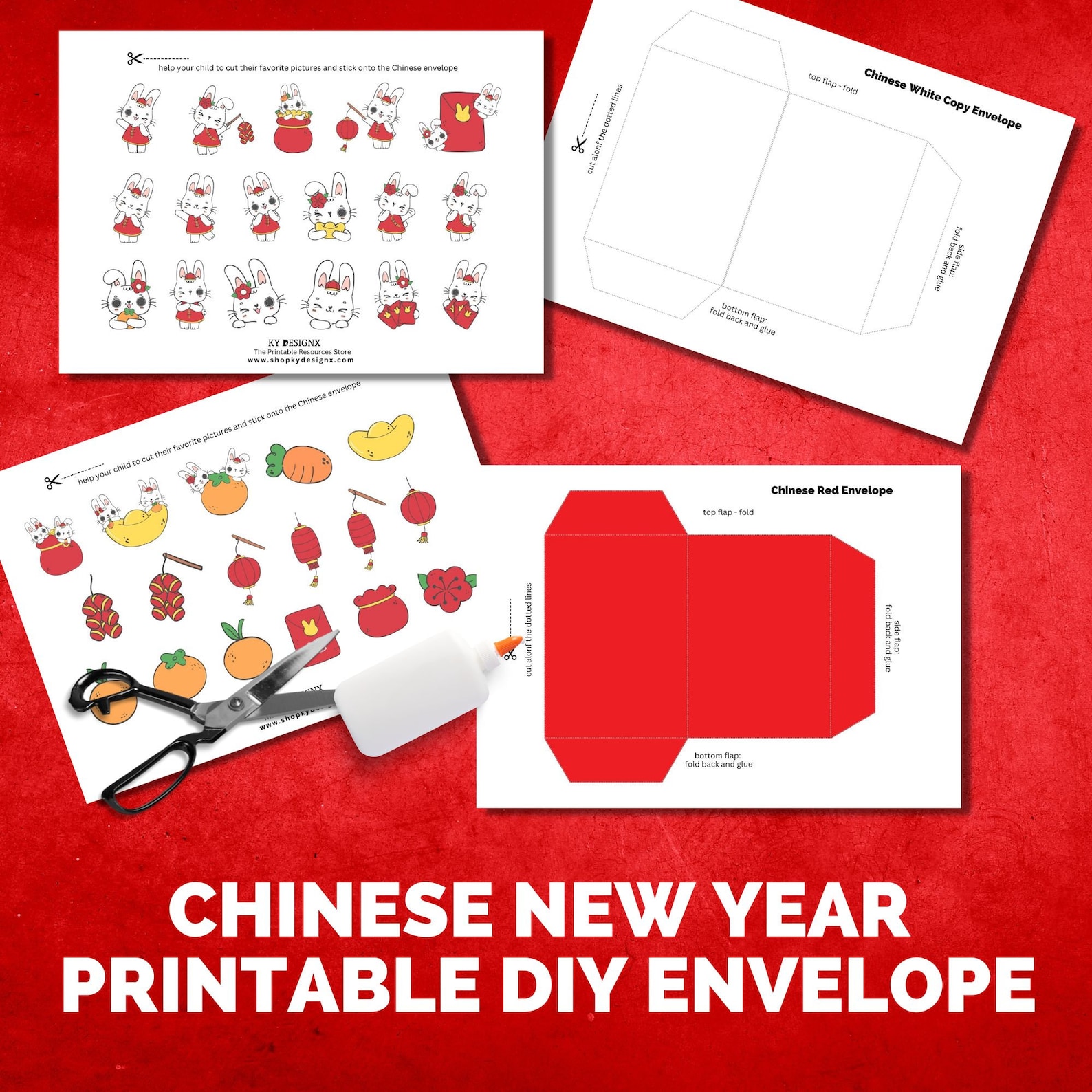 Printable Chinese New Year RED ENVELOPE, Lunar Year Envelopes, DIY ...