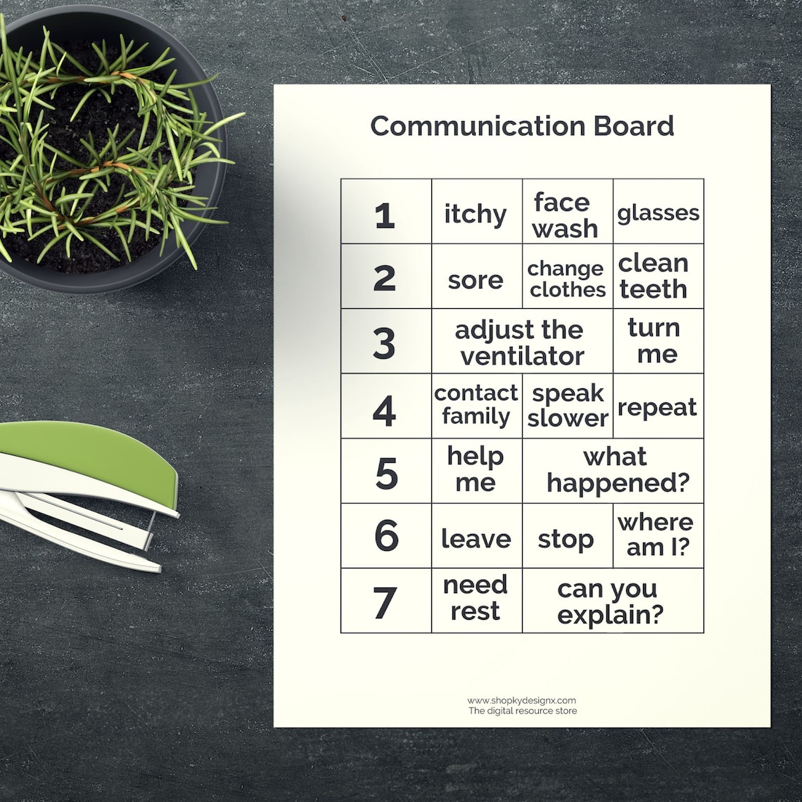 Printable ICU Patient Communication Boards for Ventilator Users / None ...