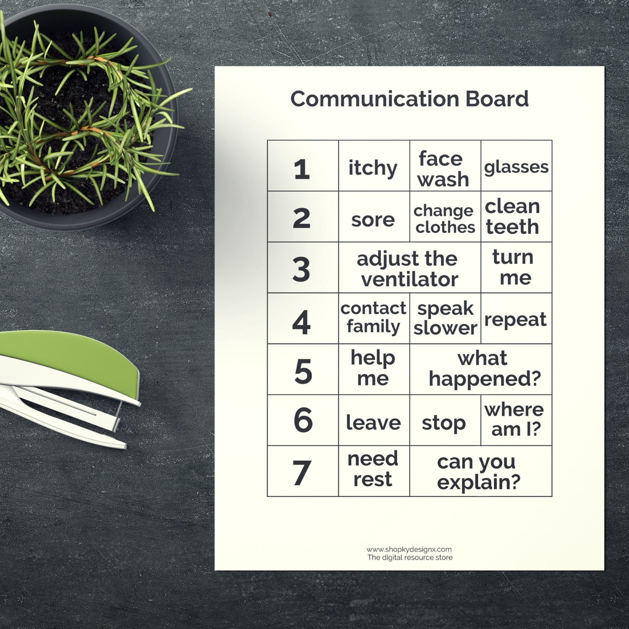 Printable ICU Patient Communication Boards for Ventilator Users / None ...