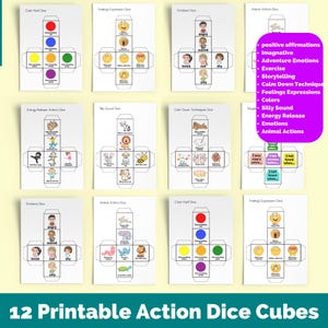 12 Printable Action Dice Cubes, Imaginative Play Cubes, Exercise, Story ...