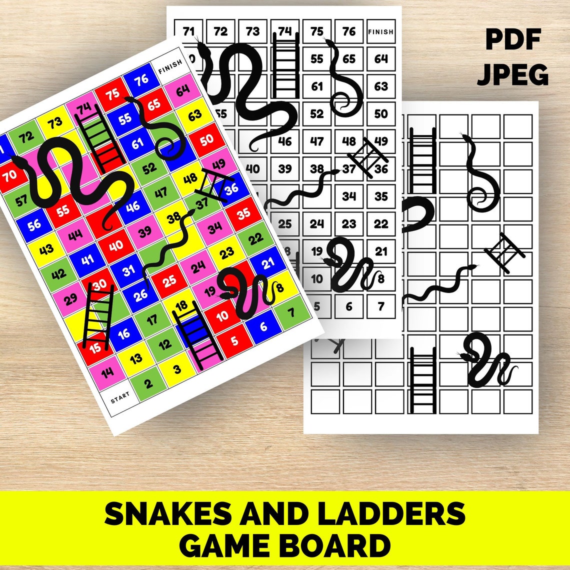 Printable Snakes and Ladders Board Game, Family Board Game, KIDS Board ...