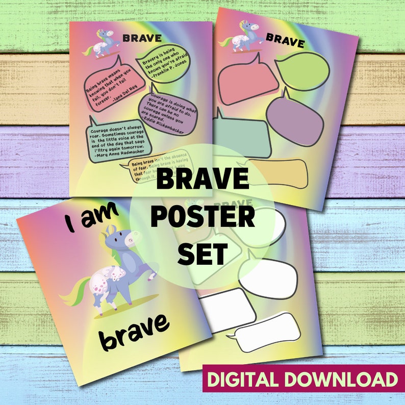 Printable Brave Poster, Brave Quotes, Brave Worksheets, Motivational ...