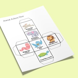 Animal Actions Printable Dice for Kids, Kids Activity Dice, Movement ...