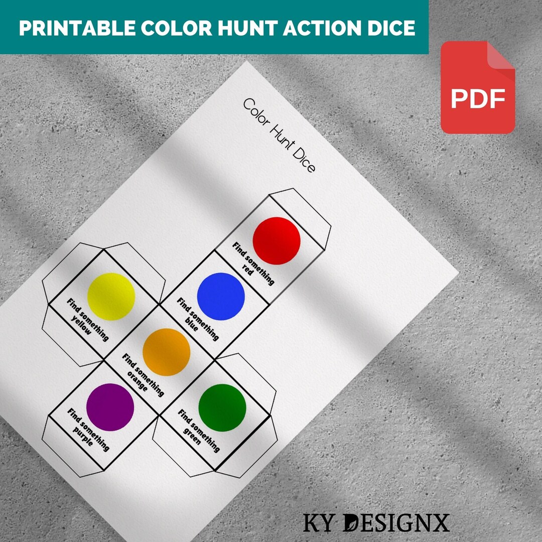 Printable Color Hunt Dice, Fun Color-finding Game for Kids! Color ...