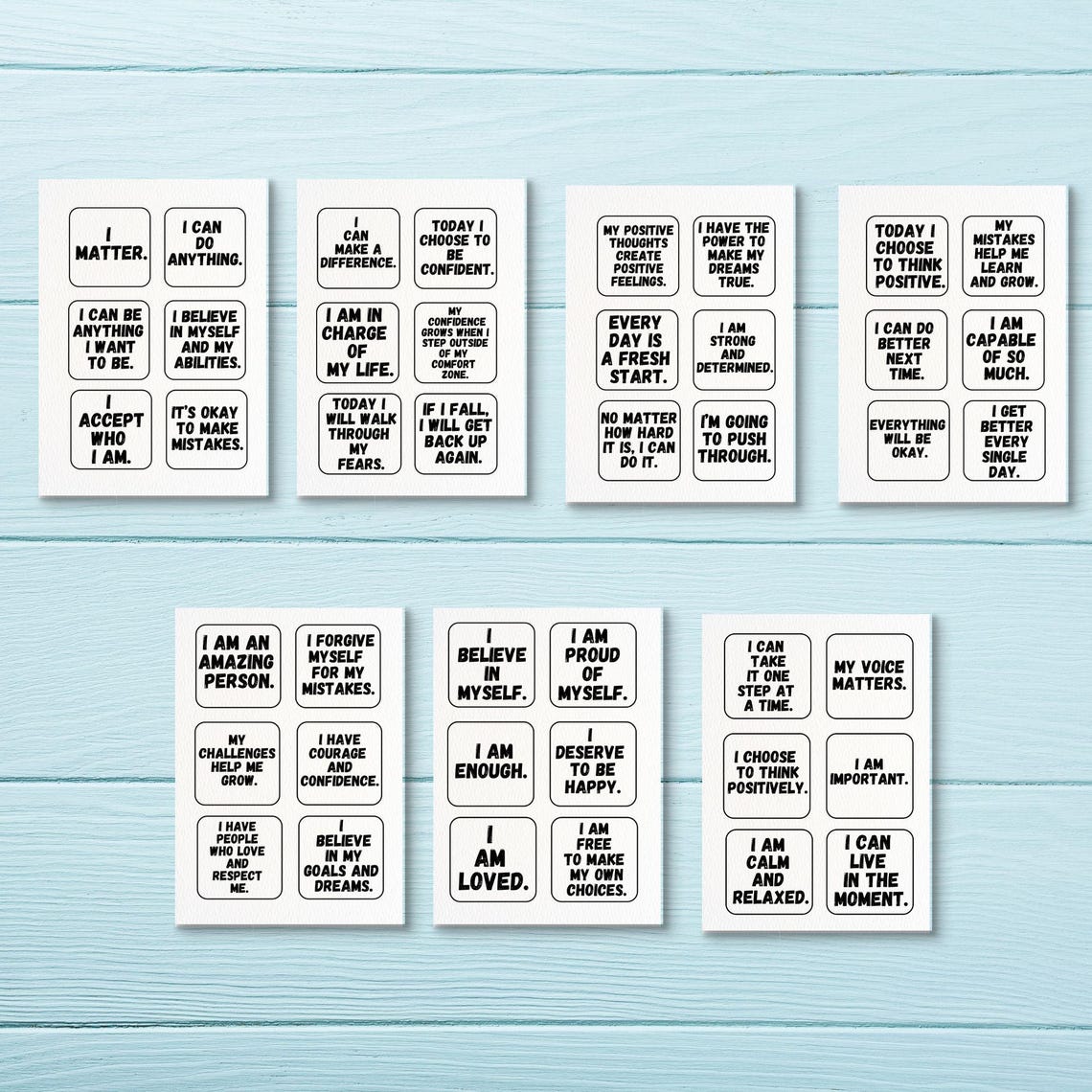 Printable PDF Affirmation Cards, Mindfulness Cards, Self-care ...