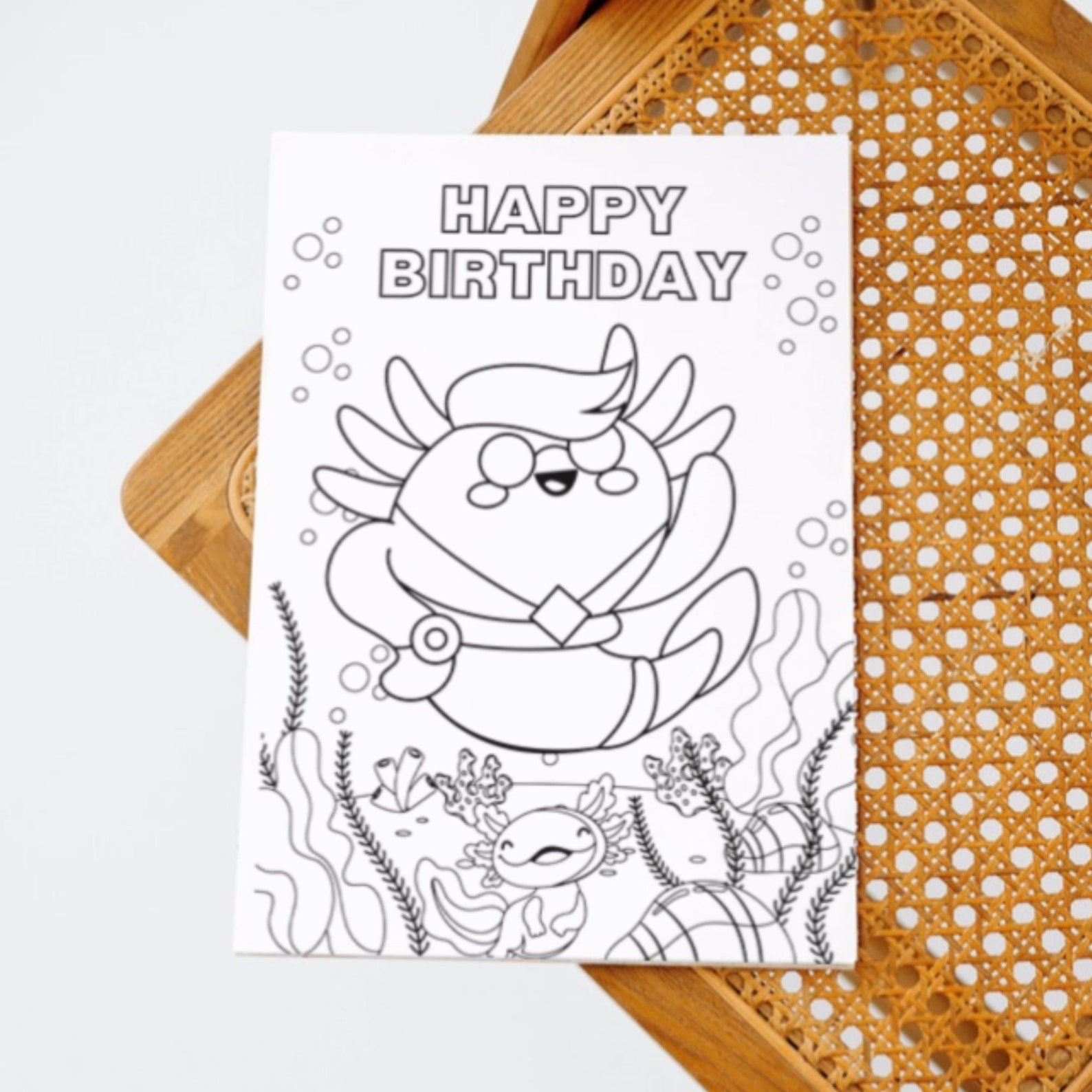 Printable Axolotl BIRTHDAY CARD, Coloring DIY Birthday Card, Instant ...