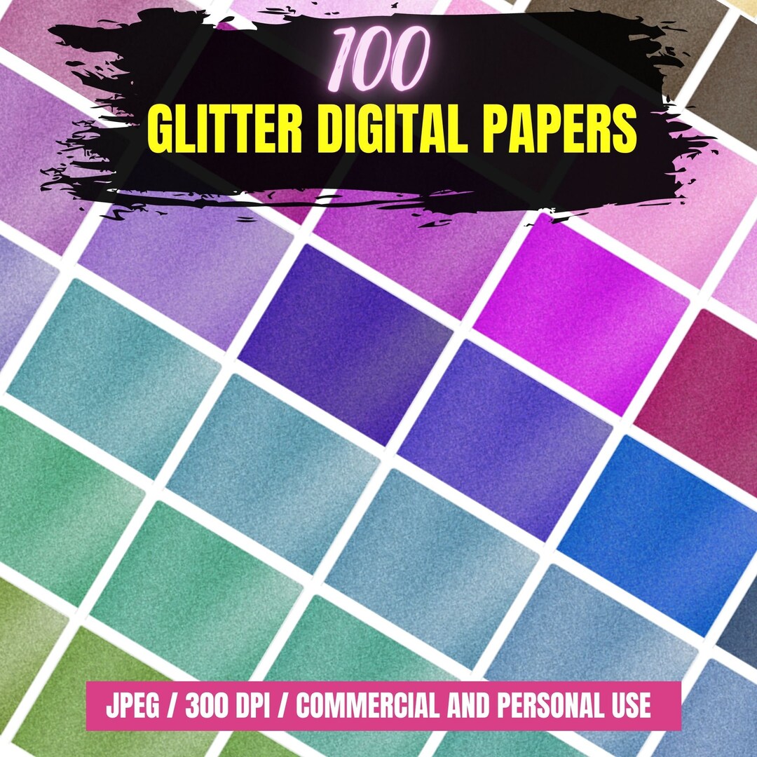 Glitter Digital Paper Rainbow Glitter Digital Paper Glitter Clipart ...