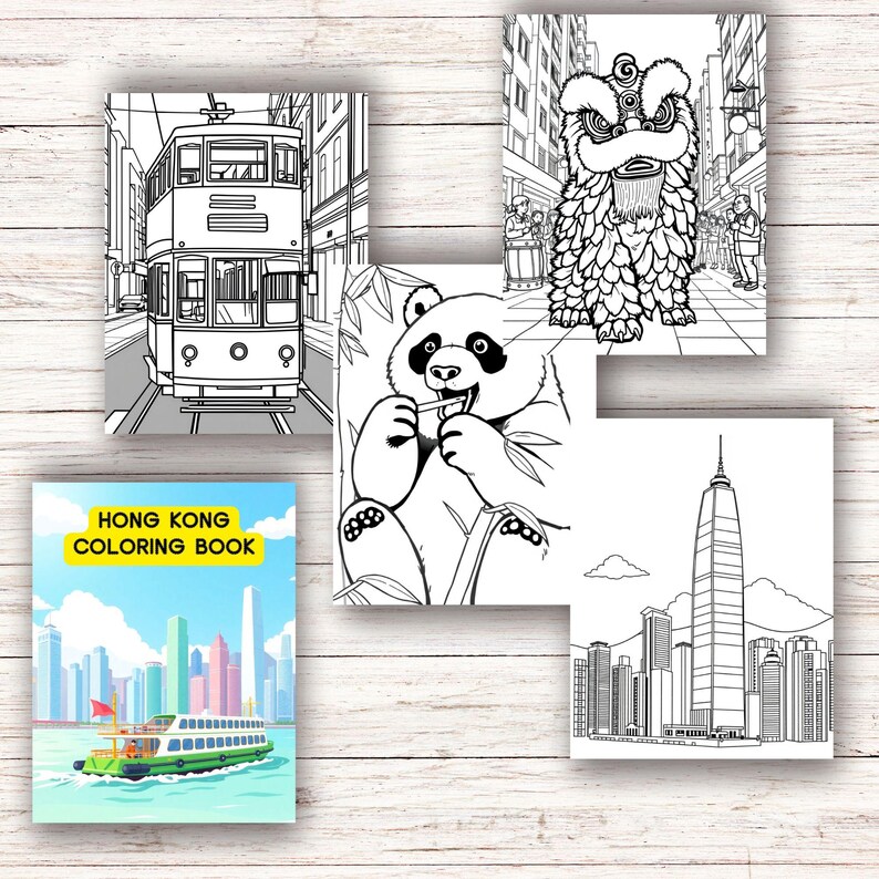 Printable Hong Kong Coloring Book - Cityscape Colouring - Travel ...
