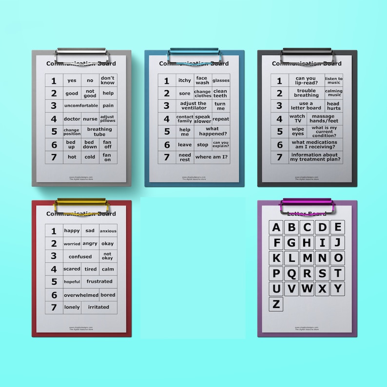 Printable ICU Patient Communication Boards for Ventilator Users ...