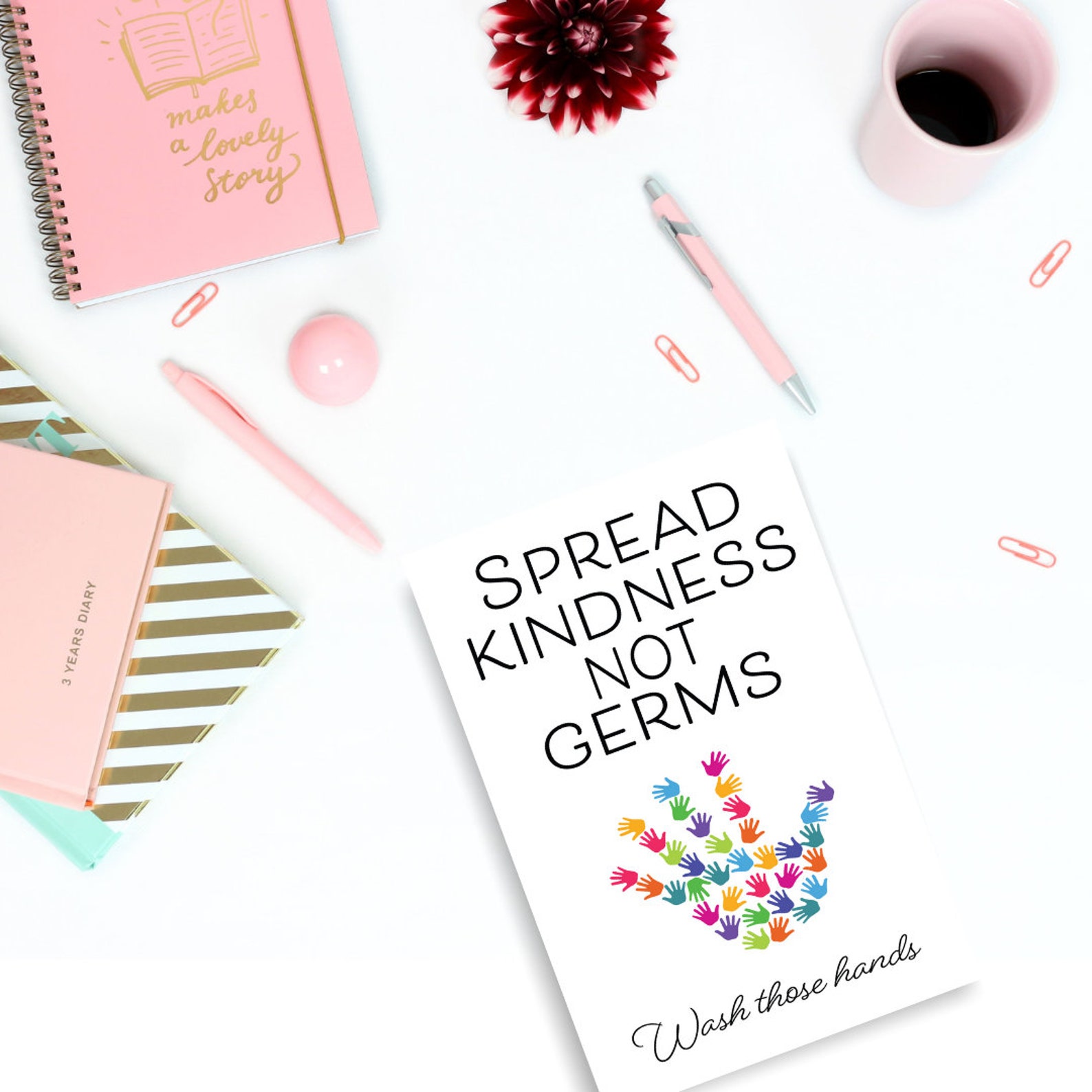 Spread Kindness Not Germs, Wash Your Hands Printable, Digital Wall Art ...