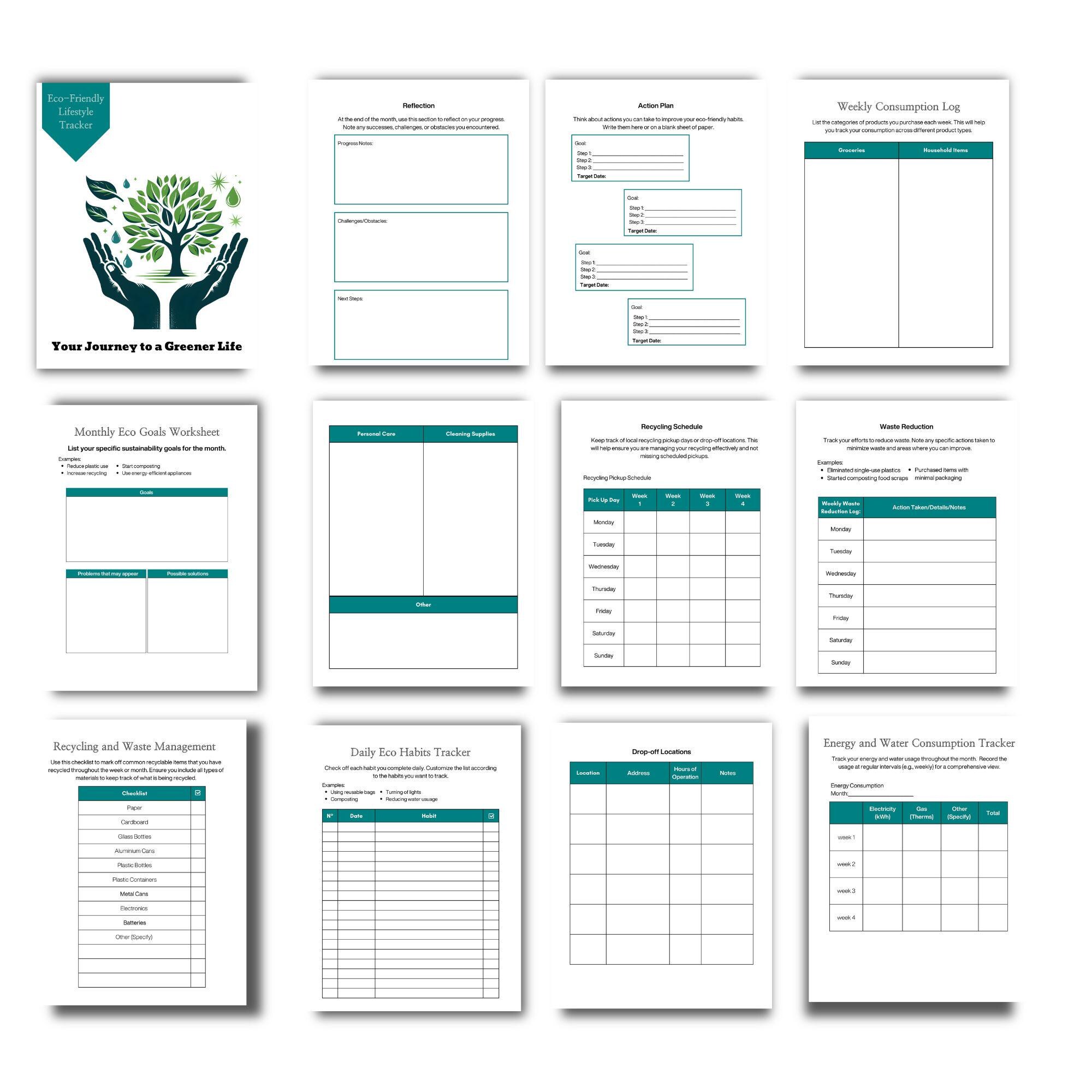 Printable Eco-friendly Lifestyle Tracker, Sustainable Living Planner ...
