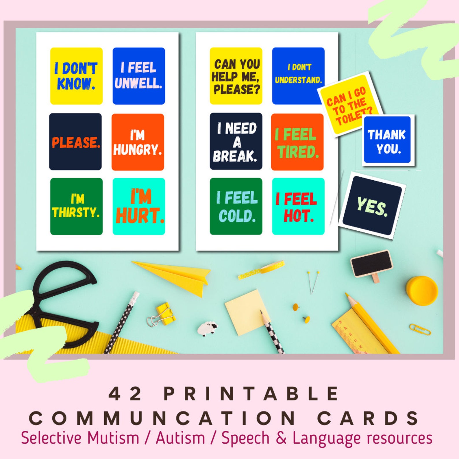 Printable Communication Cards for Non-verbal, Autism, Children ...