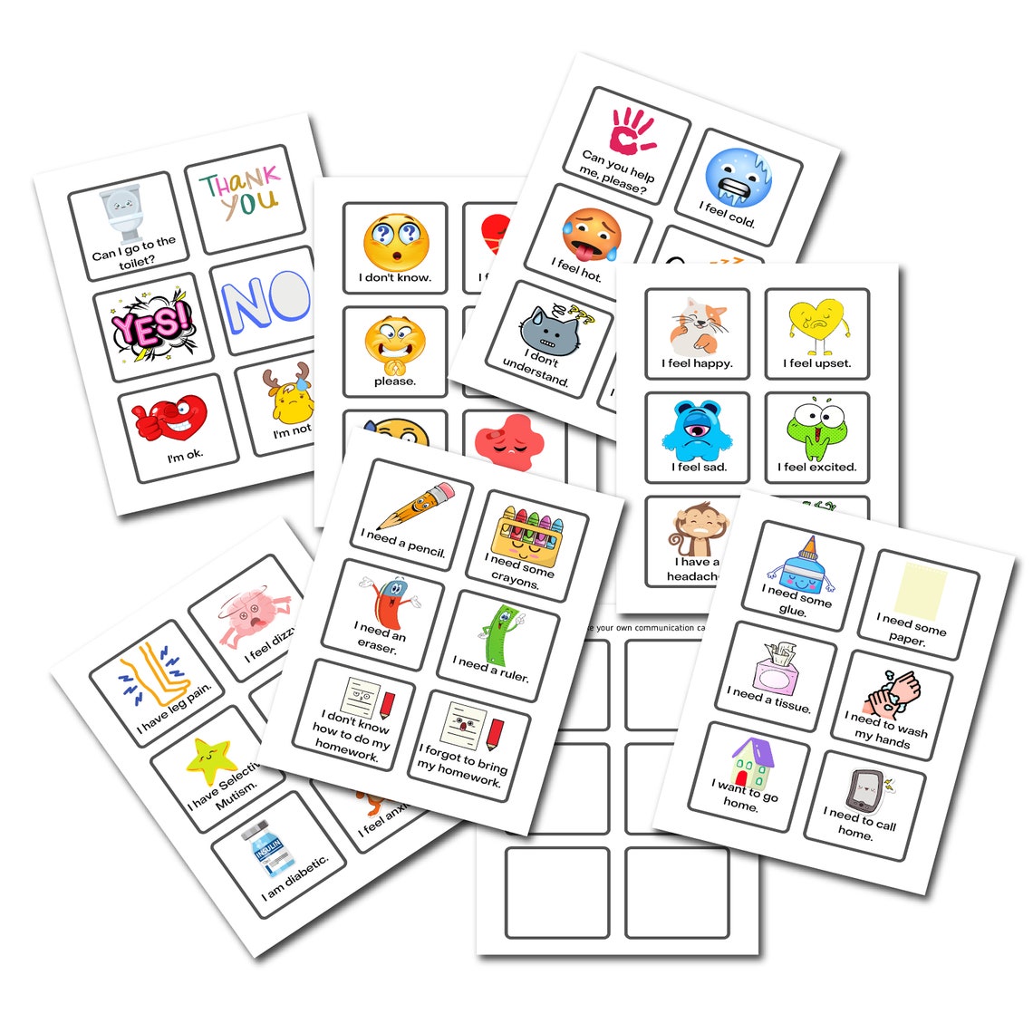 Printable Communication Cards for Non-verbal, Autism, Children ...