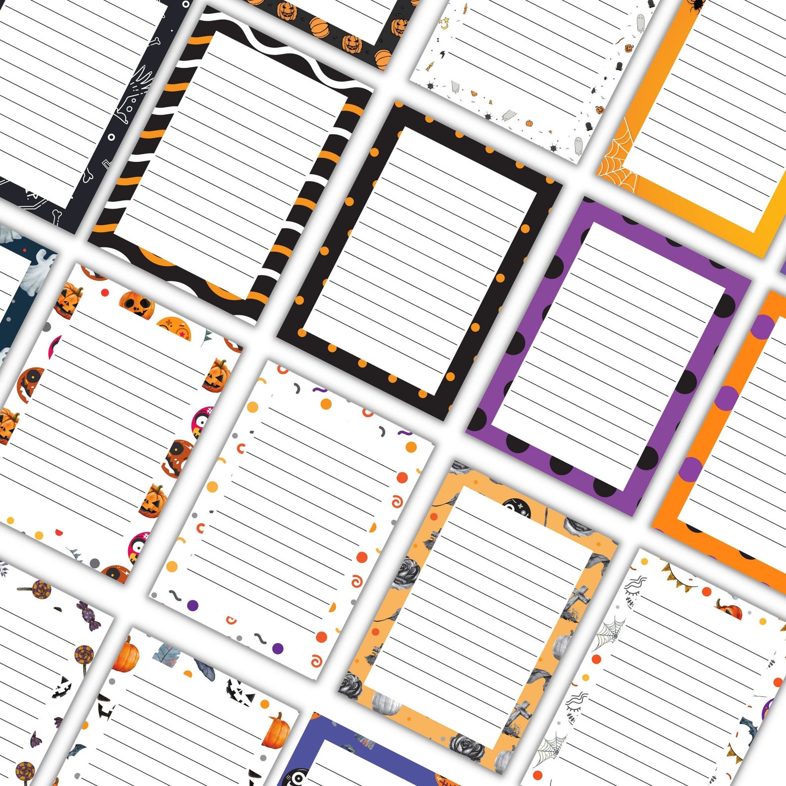 Printable Halloween Lined Paper, Halloween Writing Paper, Printable ...