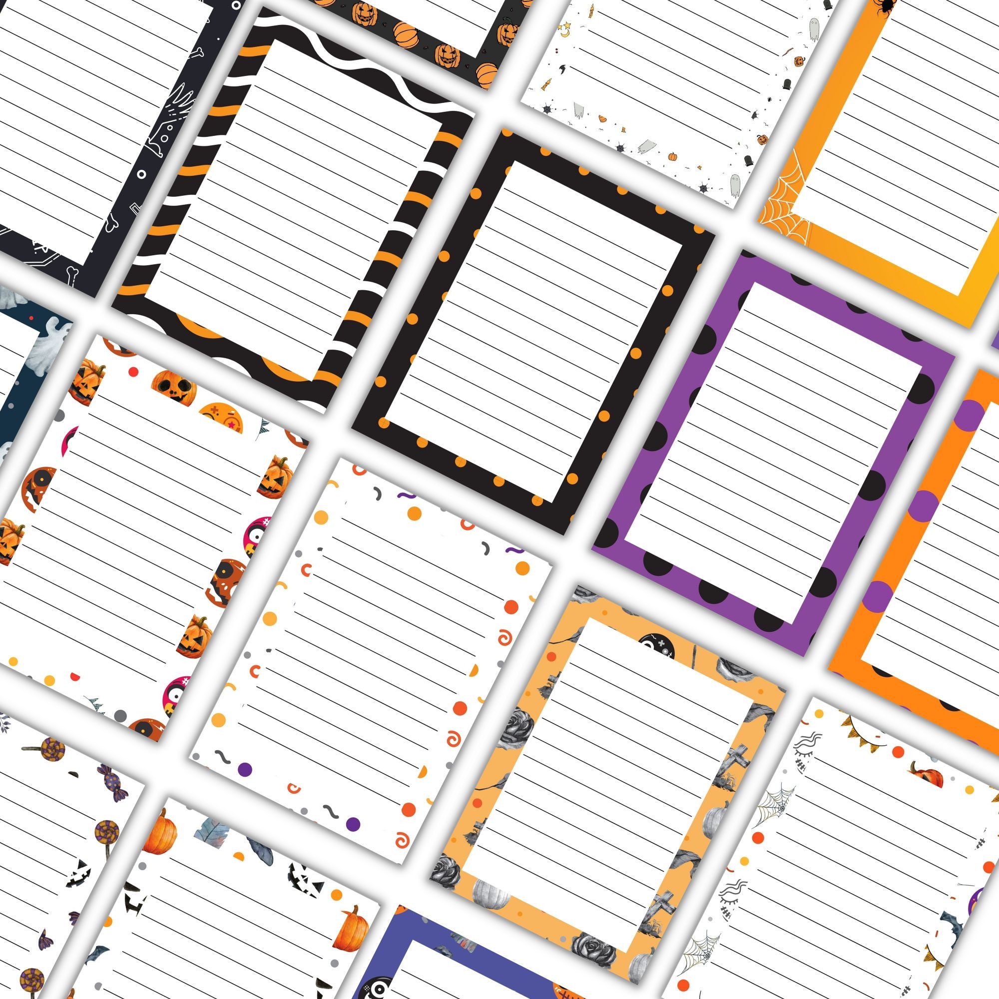 Printable Halloween Lined Paper, Halloween Writing Paper, Printable ...