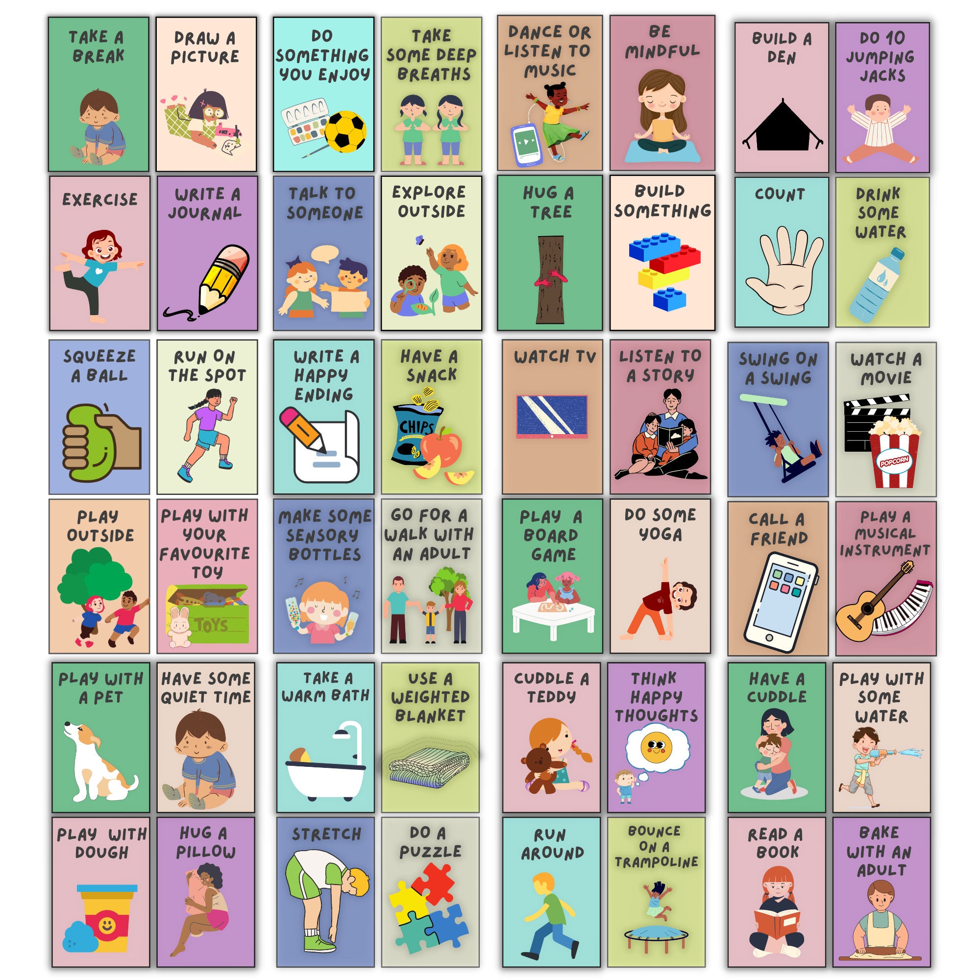 Printable Anxiety Coping Cards for Children, Reduce Anxiety Coping ...