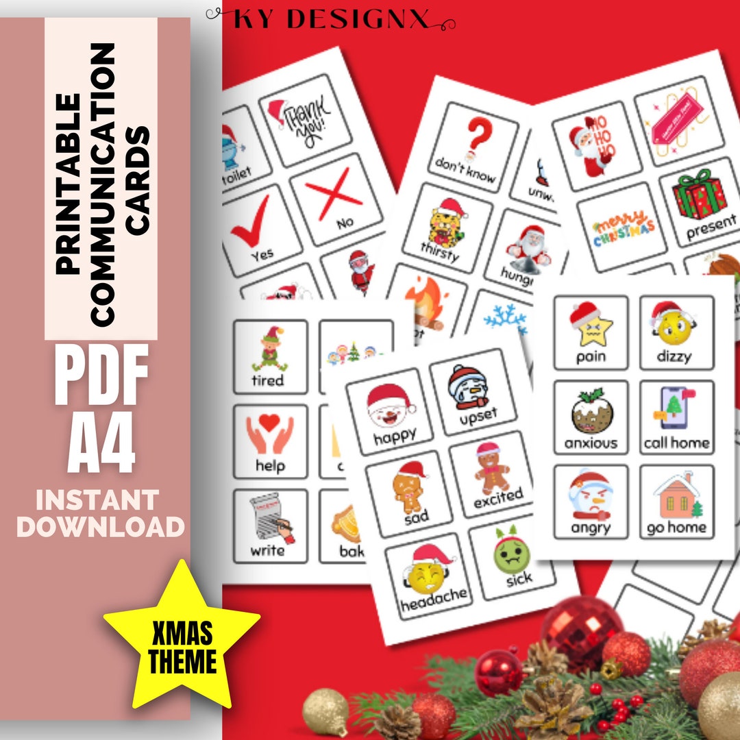 Printable FUN CHRISTMAS Communication Cards for Non-verbal, Autism ...