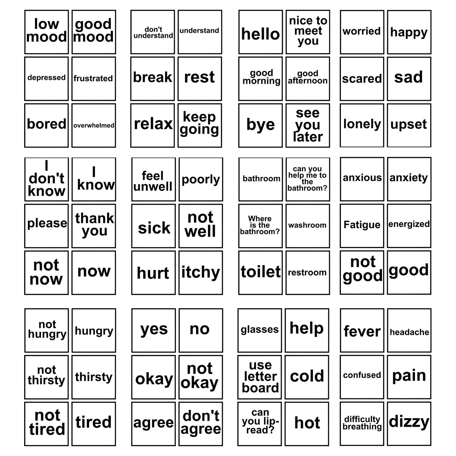 Printable Communication Cards,non-verbal Communication Cards for ...