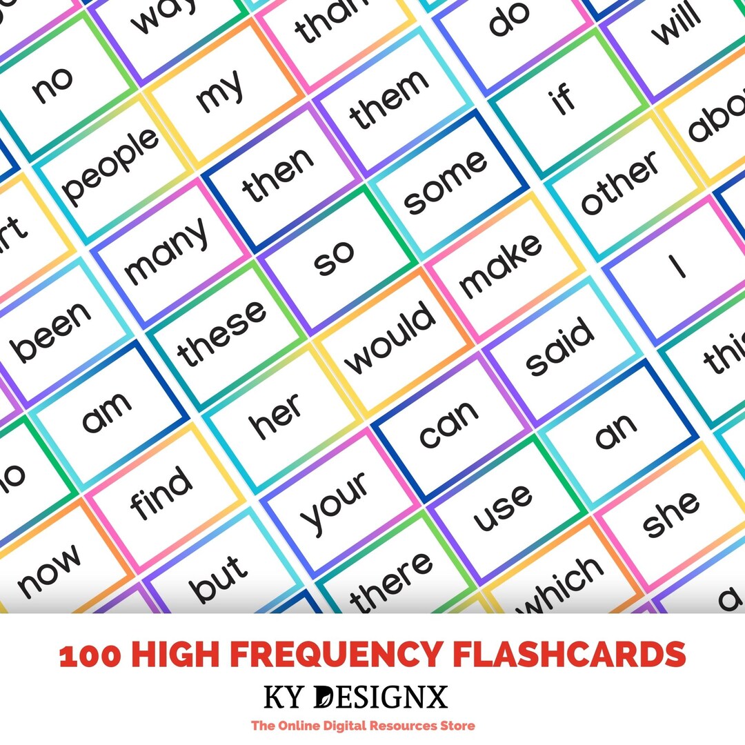 100 Printable High Frequency Flashcards / 100 Sightwords for ...