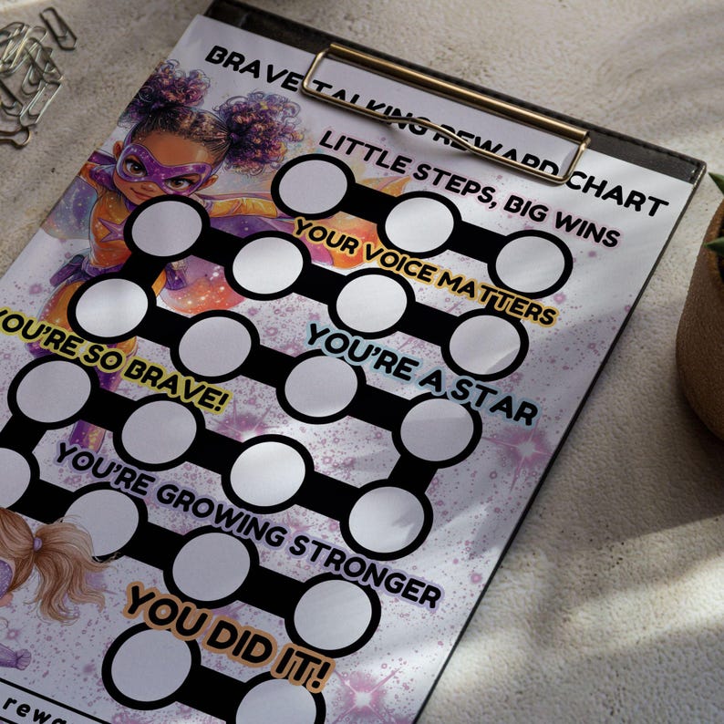 Printable Brave Talking Reward Chart for Kids - Selective Mutism - Non ...