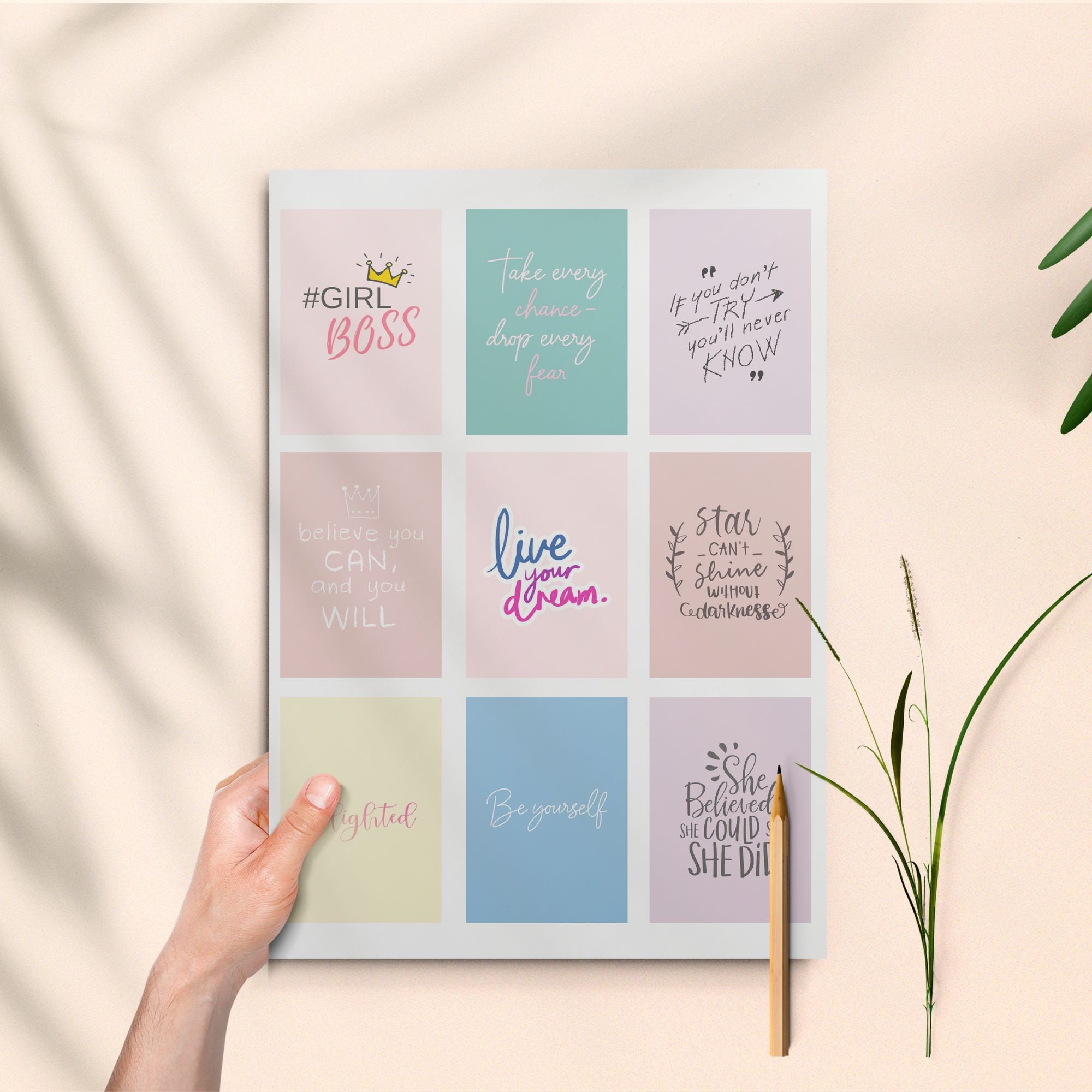 32 Printable Positive Motivational Cards / Girl Boss Cards Printable ...