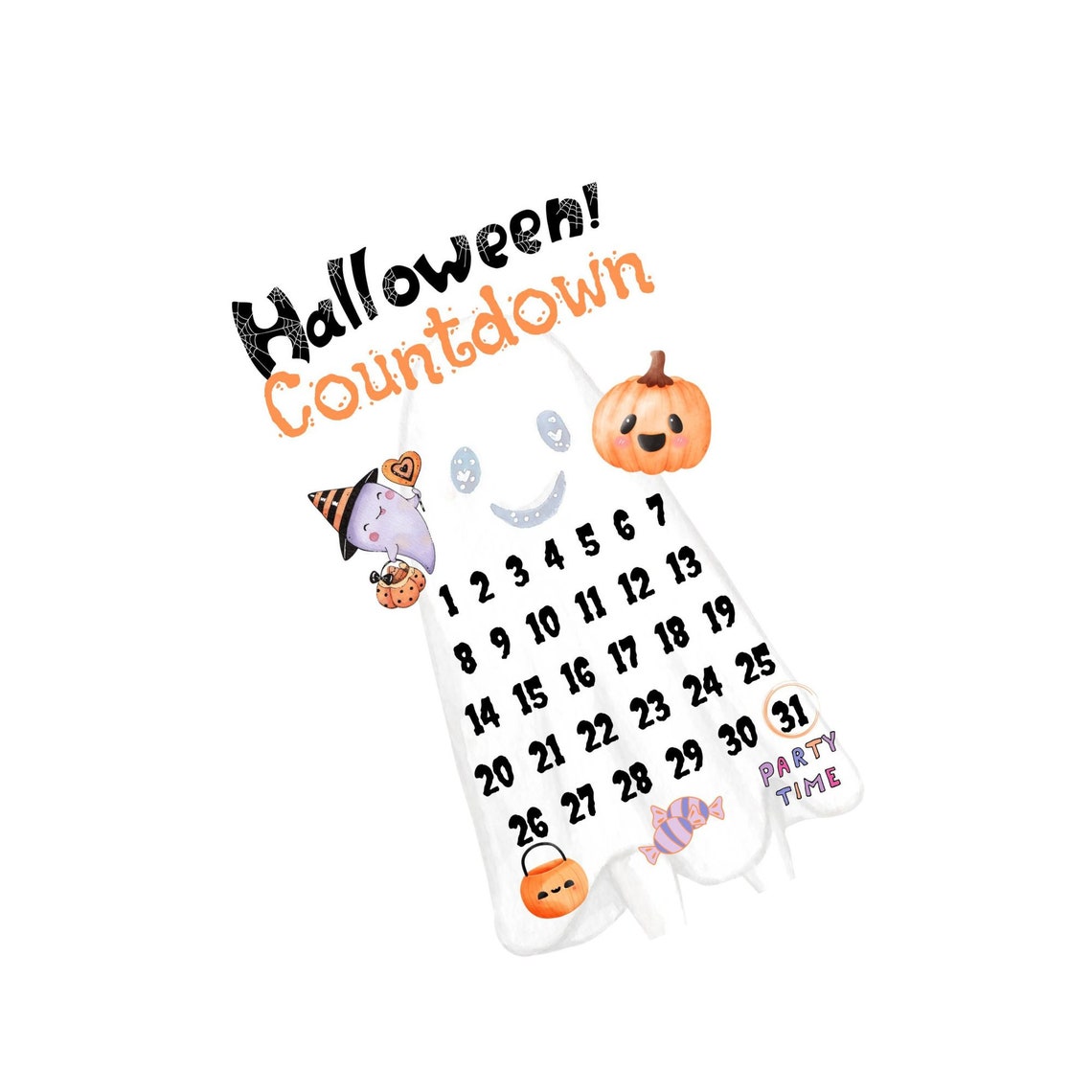 CUTE Printable Halloween Countdown, Halloween Printable Decorations ...