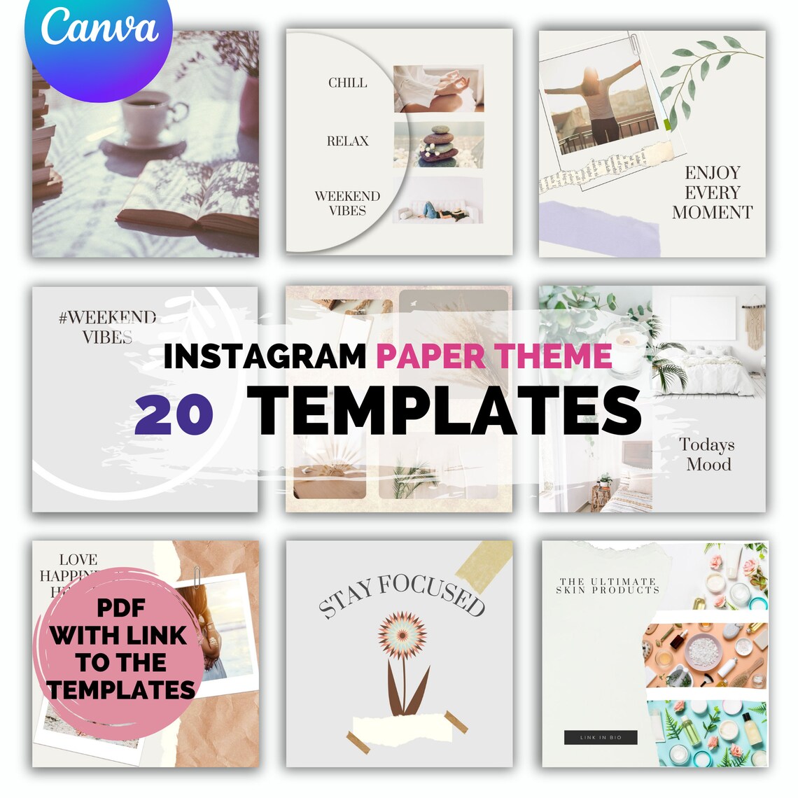 20 PAPER Love Clean Instagram Post Templates Bloggers - Etsy