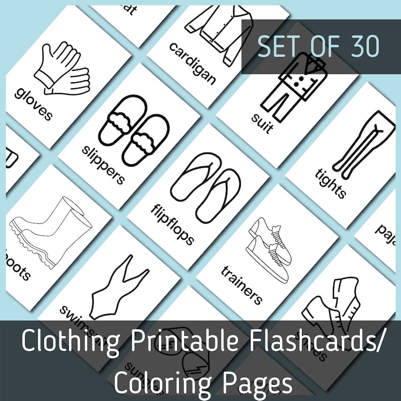 Printable Clothing Flashcards, Printable Clothing Coloring Pages ...