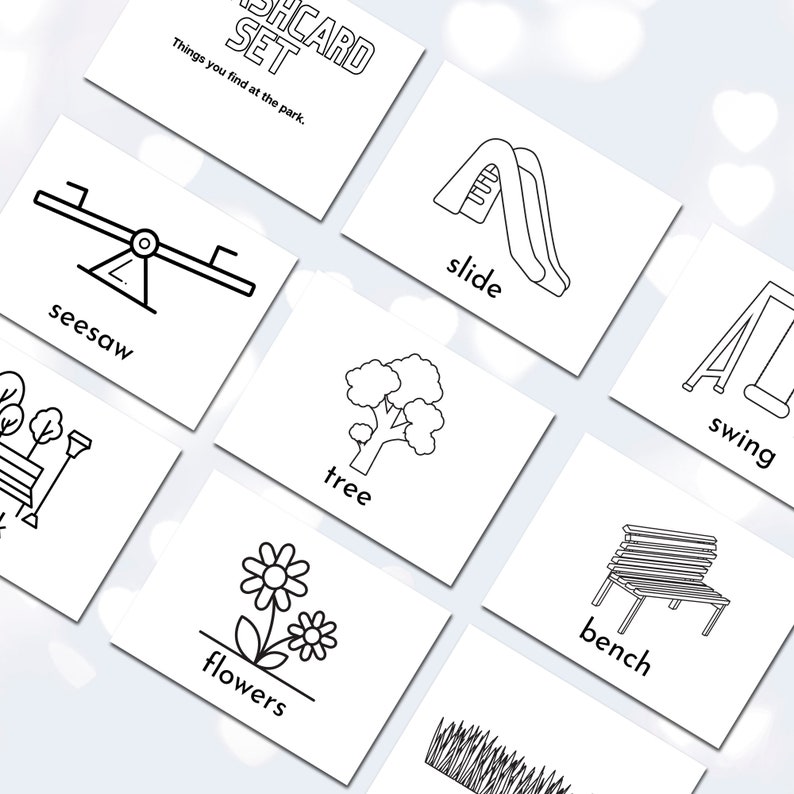 Printable Park Flashcards, Things at the Park, Park Coloring Sheets ...