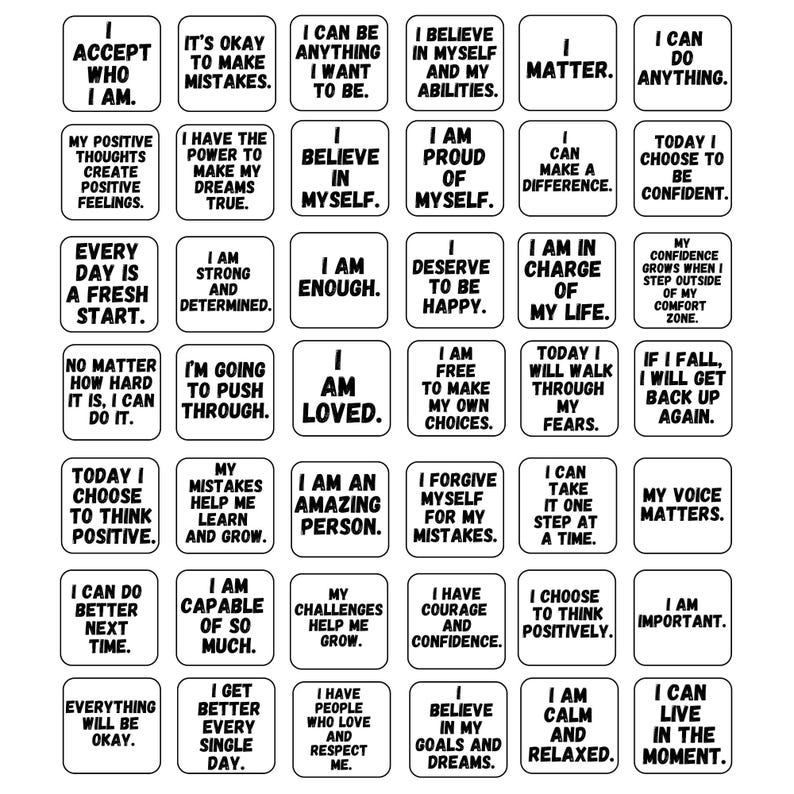 Printable PDF Affirmation Cards, Mindfulness Cards, Self-care ...