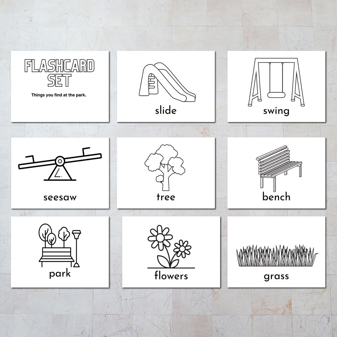 Printable Park Flashcards, Things at the Park, Park Coloring Sheets ...