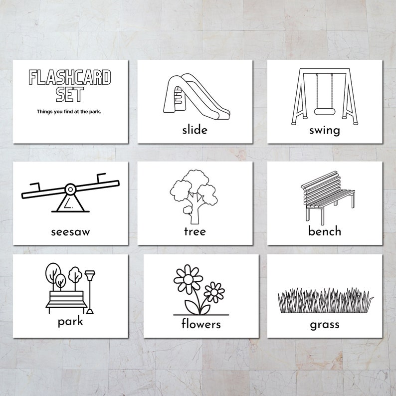 Printable Park Flashcards, Things at the Park, Park Coloring Sheets ...