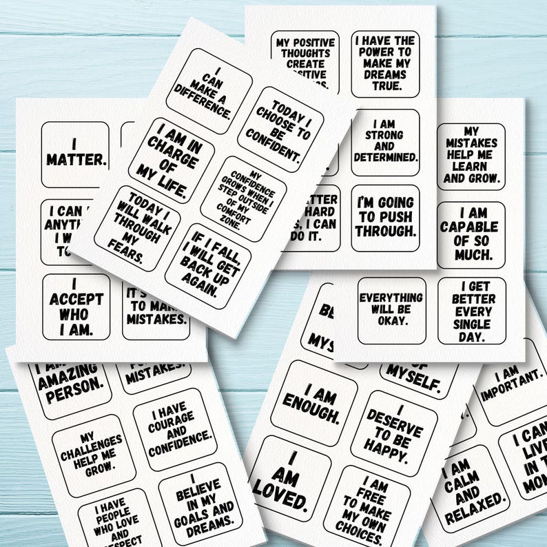 Printable PDF Affirmation Cards, Mindfulness Cards, Self-care ...