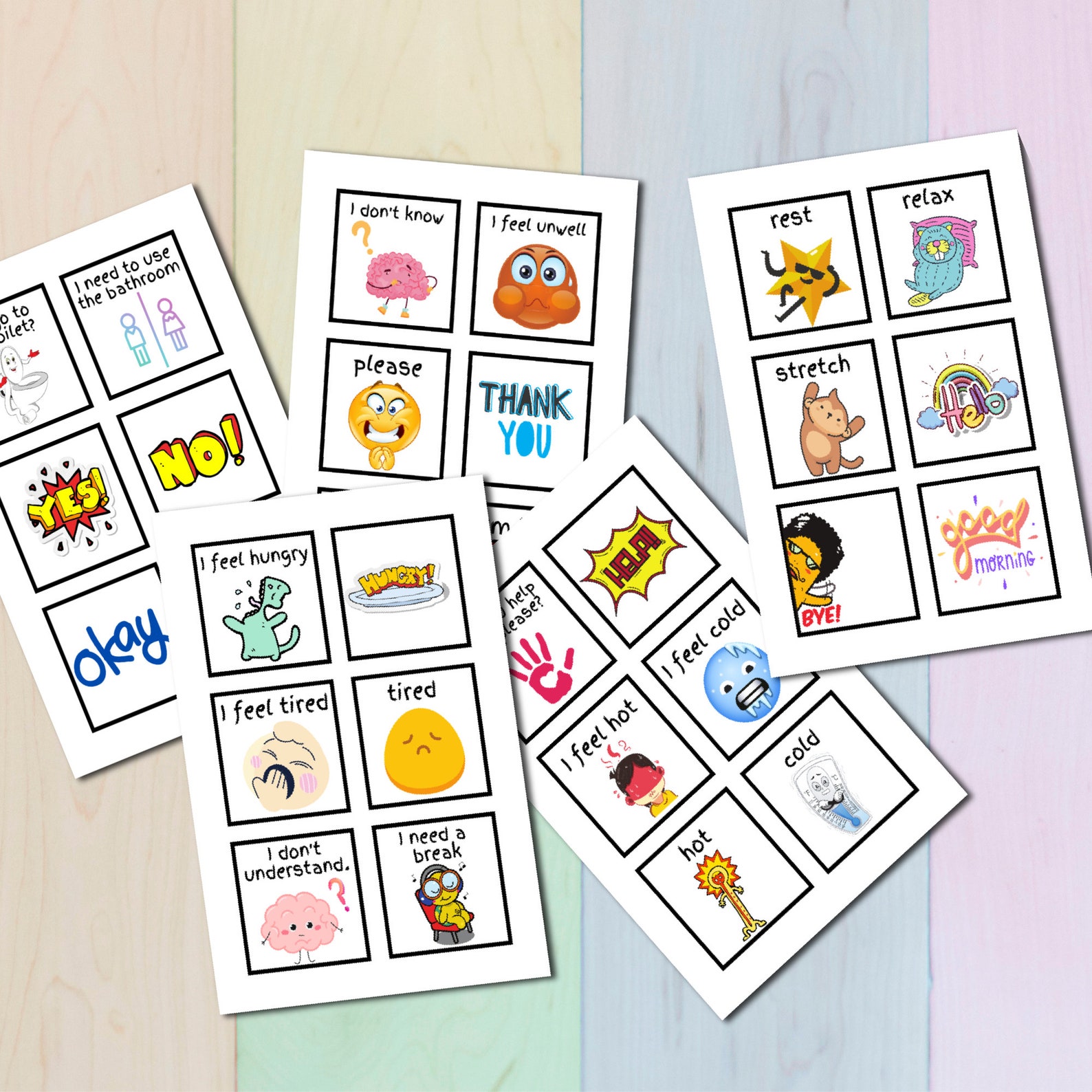 Printable Picture Communication Cards for Children, Non-verbal, Autism ...