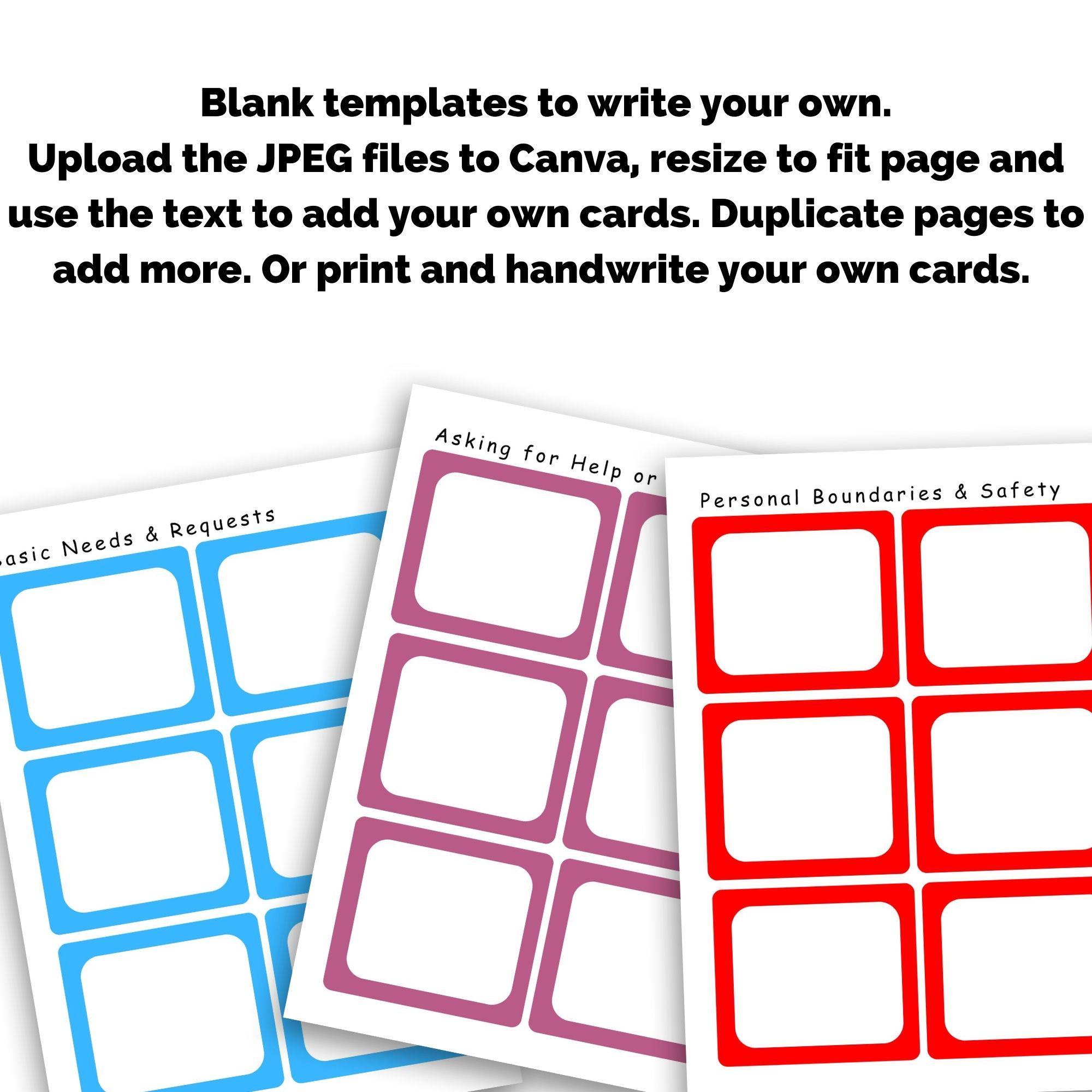 Printable Color Coded Communication Cards for Kids / Teens, School ...