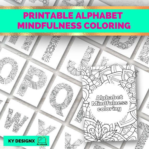Printable Alphabet Mindfulness Coloring Pages Adult Coloring - Etsy